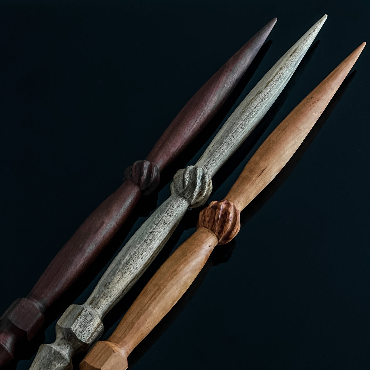 Large Wooden Drop Spindle for Hand Spinning Wool Yarn Solid Wood Whorl ...