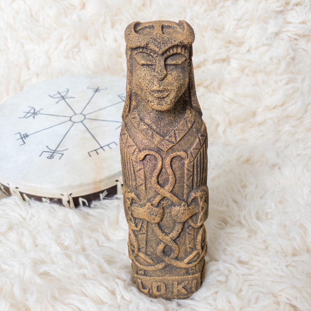 Loki Norse God Volcanic Stone Statue 10" – Copia Cove