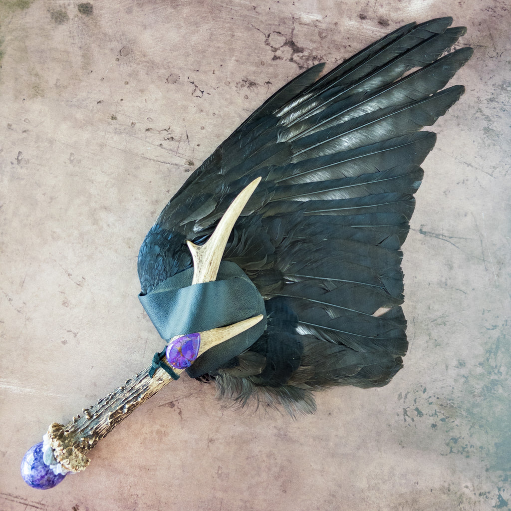 Real Crow Wing Ceremonial Feather Smudge Fan – Copia Cove