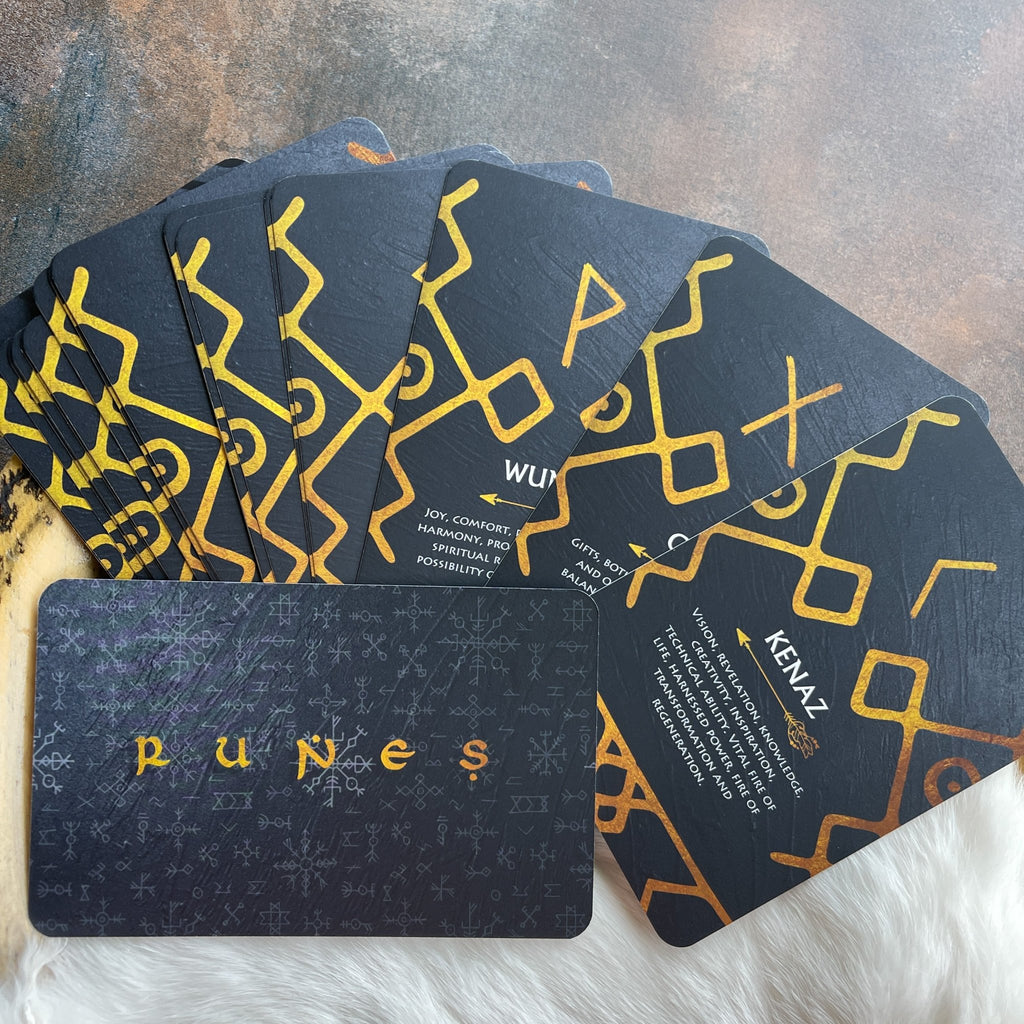 Viking Elder Futhark Runes Card Deck 24 Card Runes Oracle Golden Runes ...